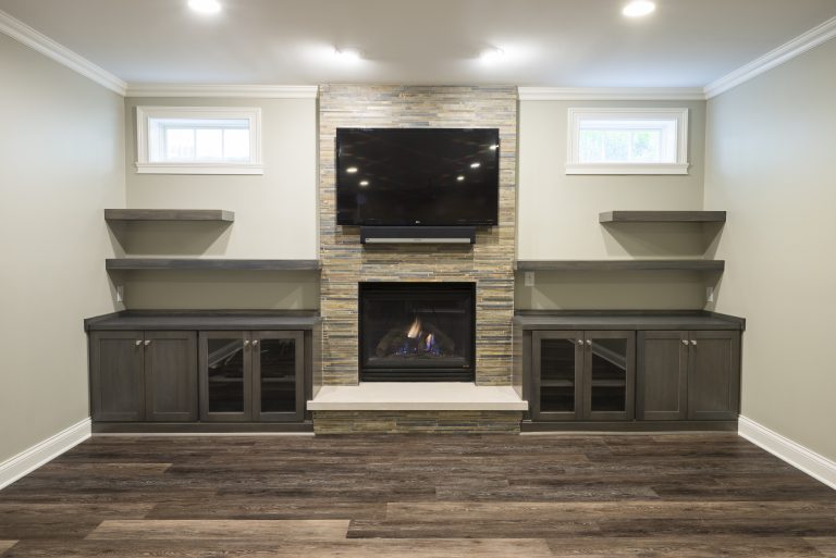 Basement Theater in the Village of West Clay - Worthington Design ...